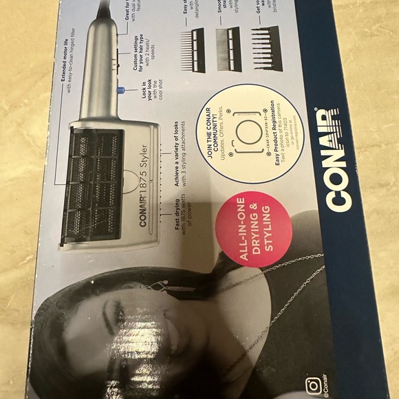 Other | Conair 1875 Watt 3 In 1 Styling Hair Dryer With Attachments For ...